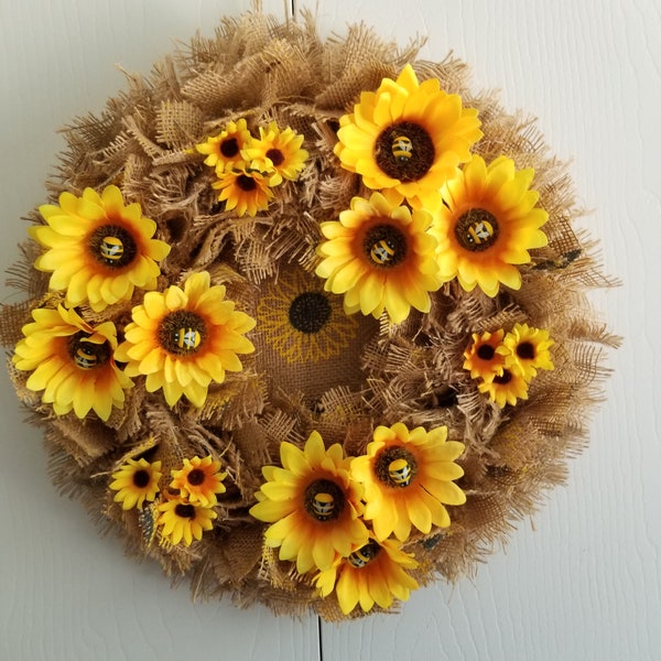 Burlap Sunflower Wreath - Etsy