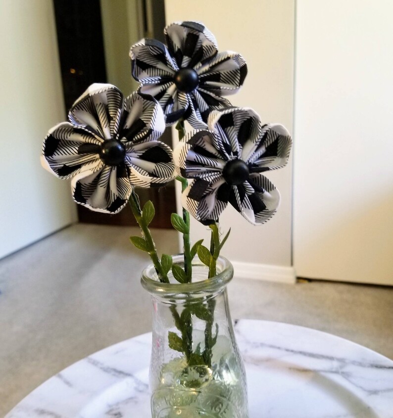 Farmhouse Table Centerpiece Fabric Flowers Bouquet Black and - Etsy