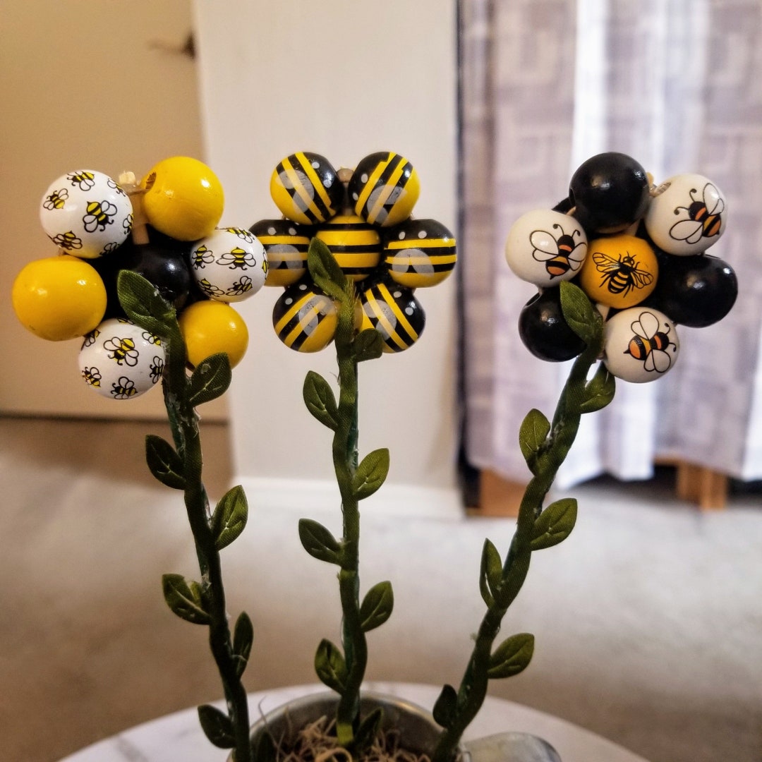 Bee Flowers, Flower Picks, Bee Centerpiece, Bee Picks, Faux Flower ...