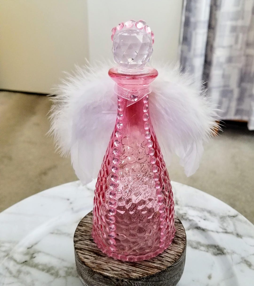 Glass Angel, Light up Angel, Pink Glass Angel, Angel Figurine, Angel ...