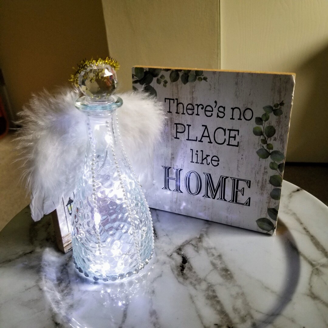 Light up Angel, Glass Angel Figurine, Angel With Halo, Angel ...