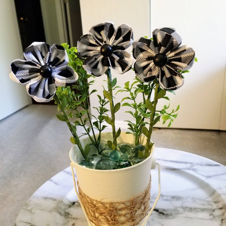 Farmhouse Table Centerpiece Fabric Flowers Bouquet Black and - Etsy