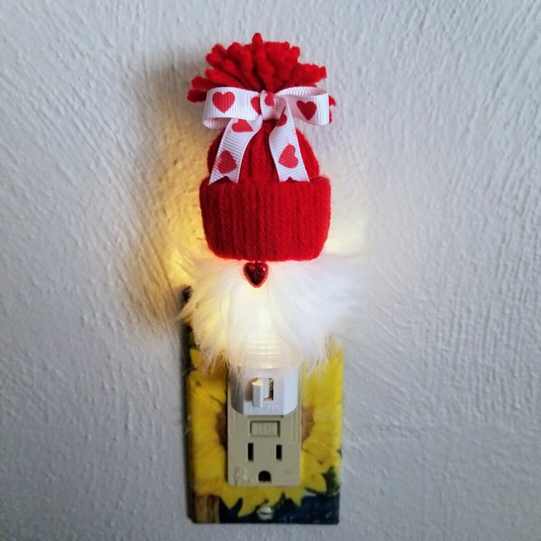 Heart Night Light, Gnome Light, LED Night Light, Night Light Wall Plug ...