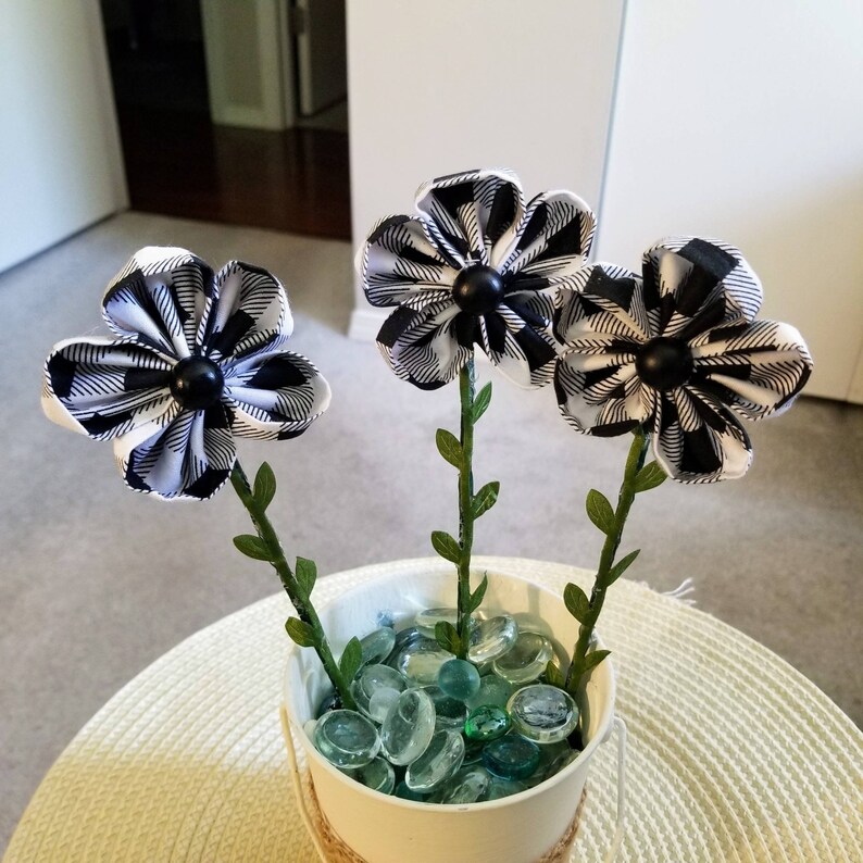 Farmhouse Table Centerpiece Fabric Flowers Bouquet Black and - Etsy