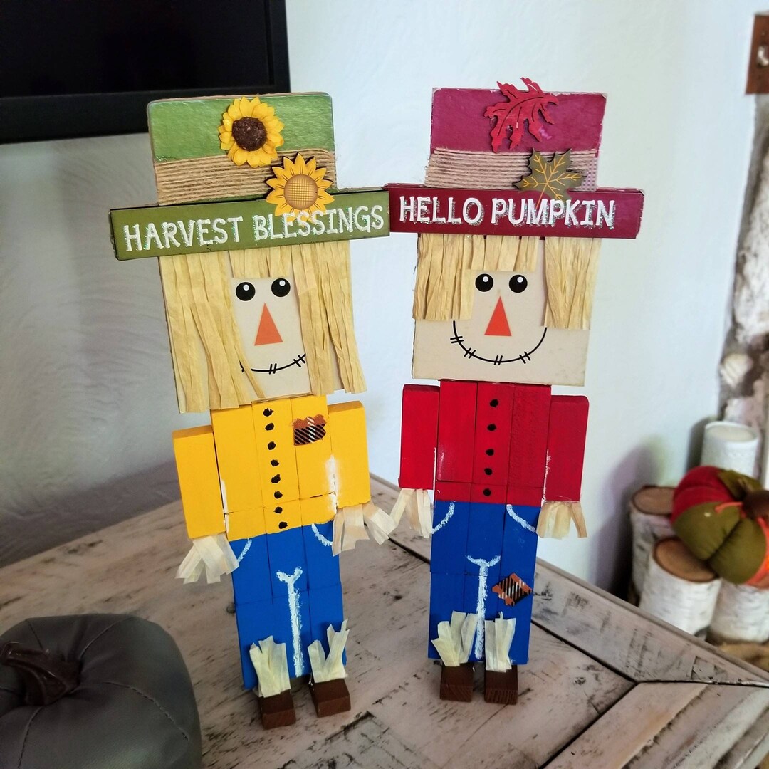 Fall Scarecrow Decor, Scarecrow Couple, Autumn Centerpiece, Fall Table ...