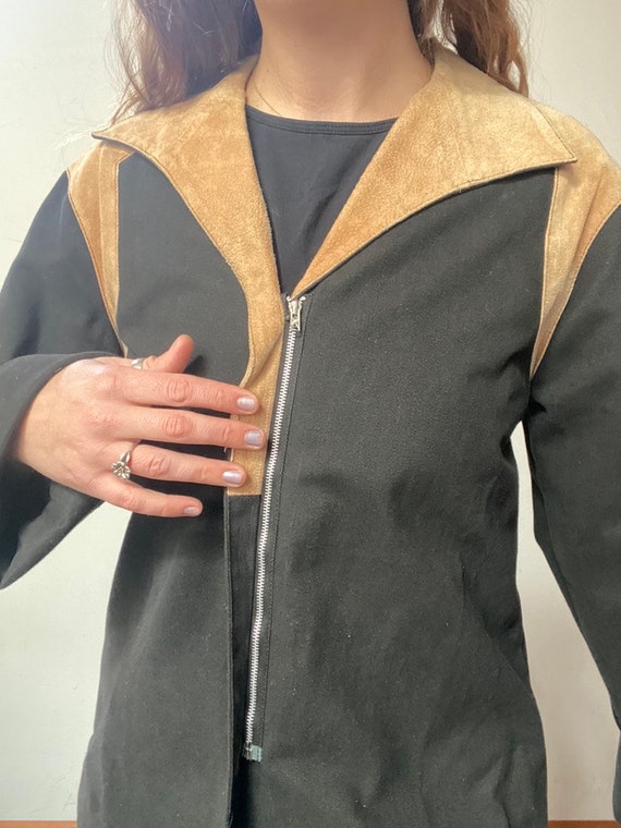 1970s Roncelli black & tan blocked suede jacket or bl… - Gem