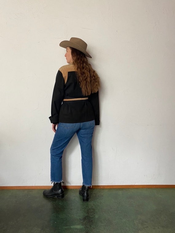 1970s Roncelli black & tan blocked suede jacket or bl… - Gem