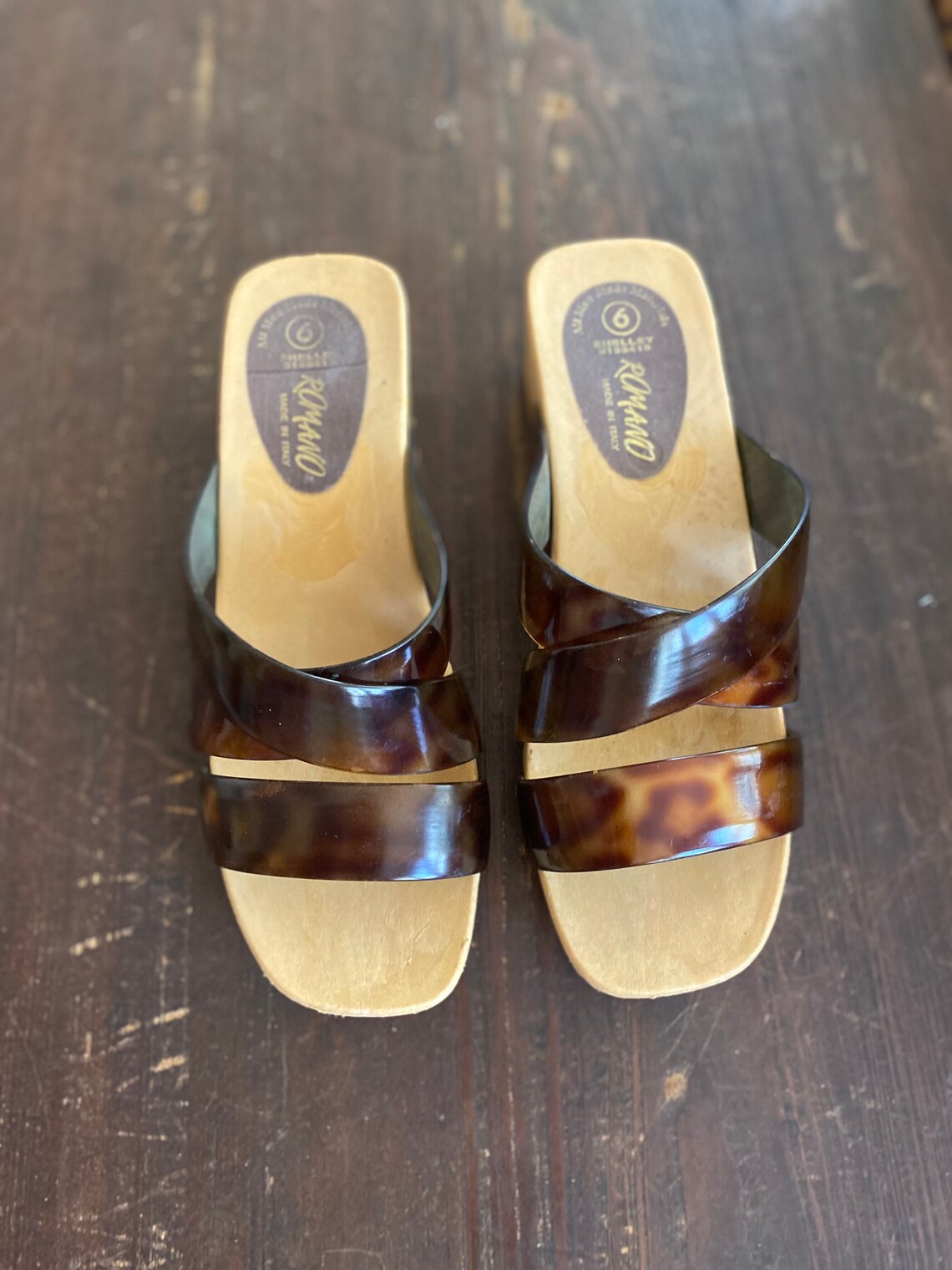 70s Romano Italian Clogs With Tortoise Shell Straps Size US | Etsy