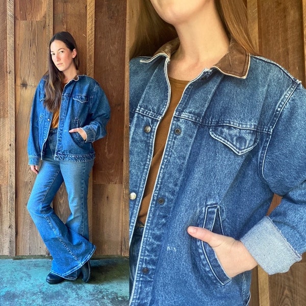 Denim Jacket Brown Collar - Etsy