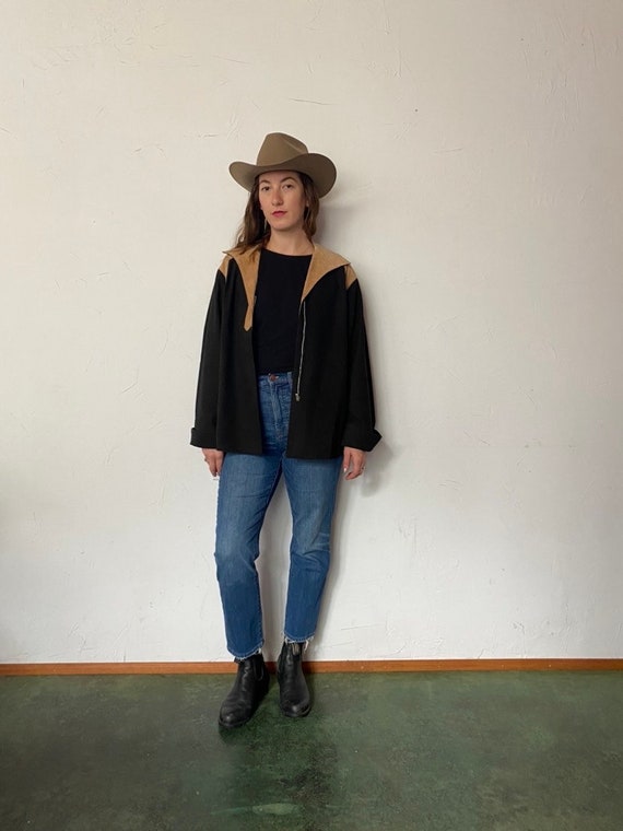 1970s Roncelli black & tan blocked suede jacket or bl… - Gem