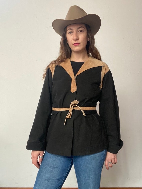 1970s Roncelli black & tan blocked suede jacket or bl… - Gem