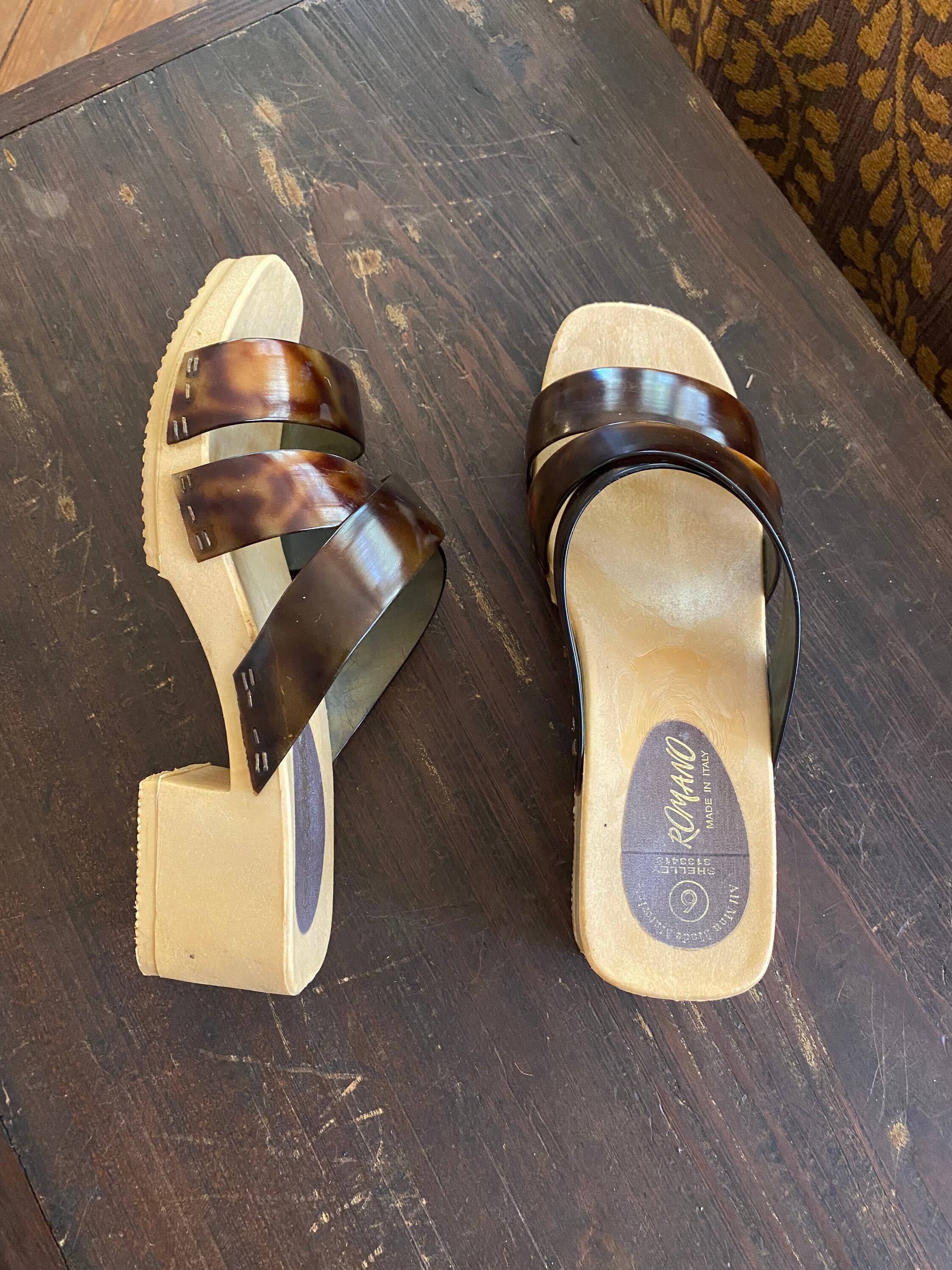70s Romano Italian Clogs With Tortoise Shell Straps Size US - Etsy