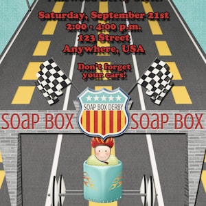 Pinewood Derby Birthday Invitation, Soapbox Birthday Invitation, Racing ...