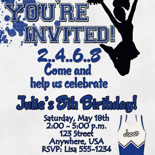Cheer Birthday Invitation Cheer Party Editable Cheerleader - Etsy