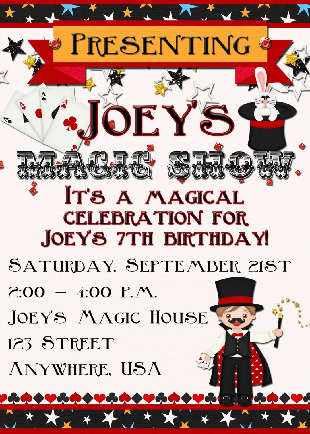 Magic Show Birthday Party Invitation, Magician Party Invitation, Magic ...