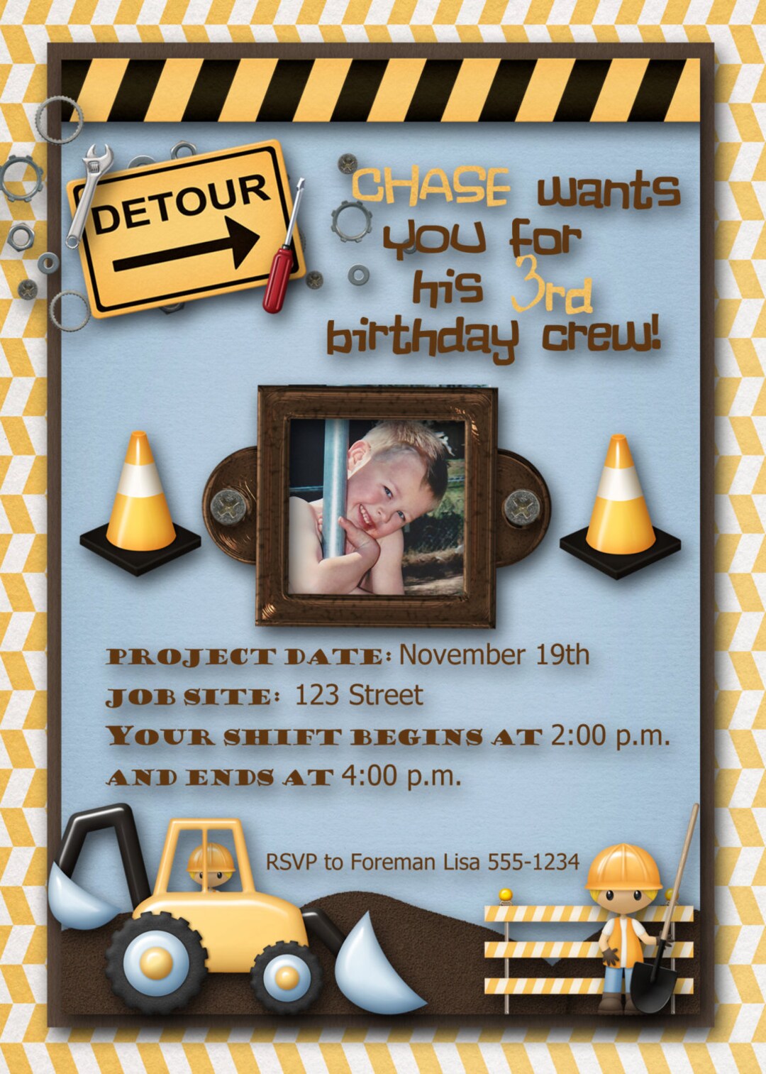Construction Birthday Party Invitation - Etsy