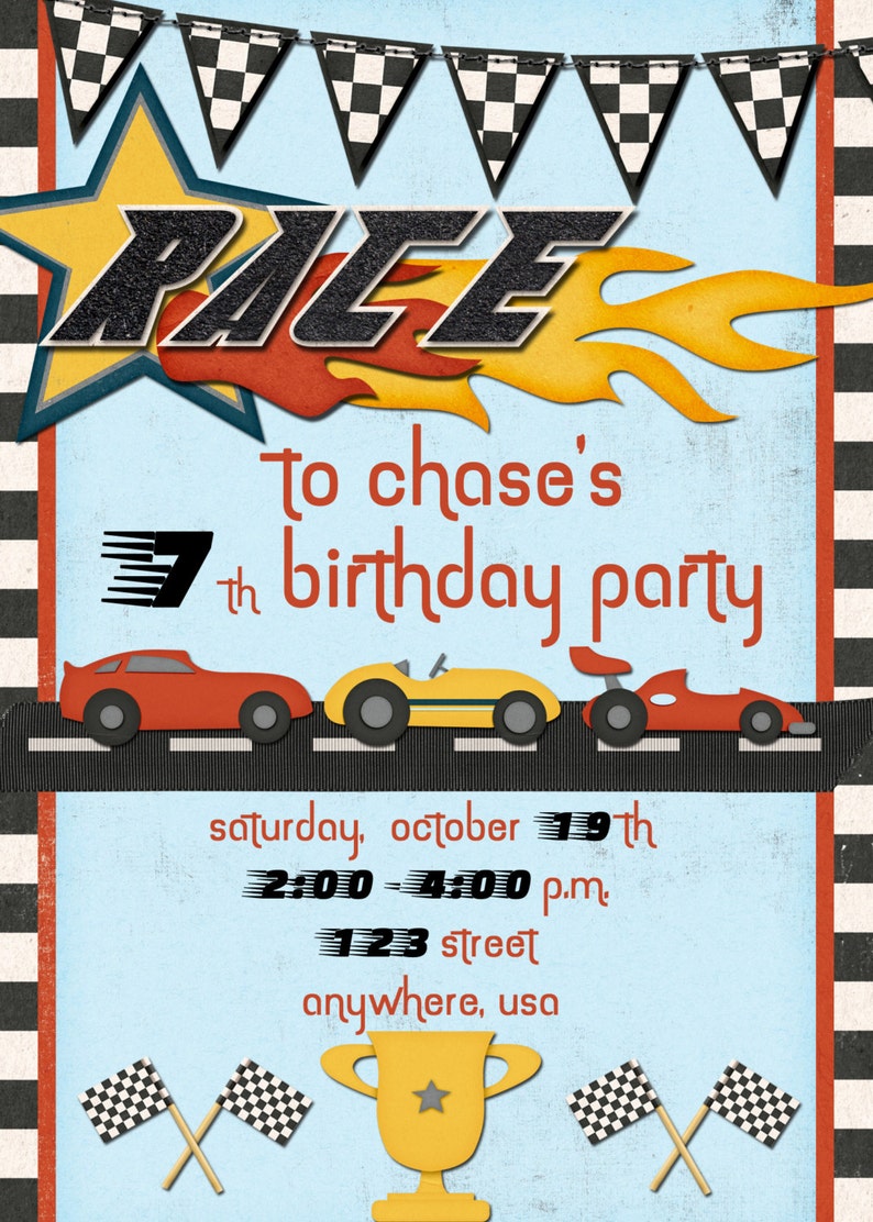 Racing Birthday Party Invitation - Etsy