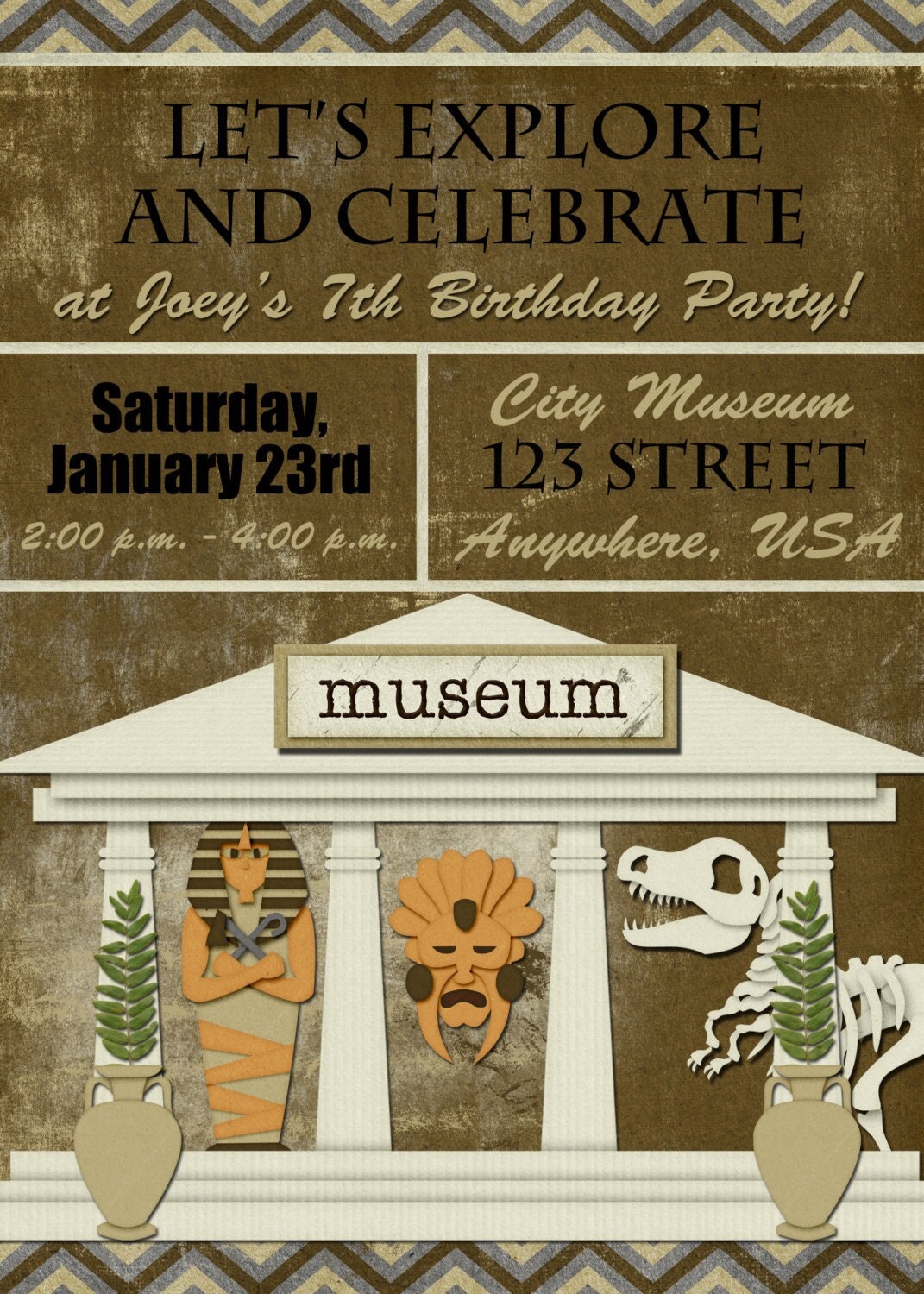 Museum Birthday Party Invitation | Etsy