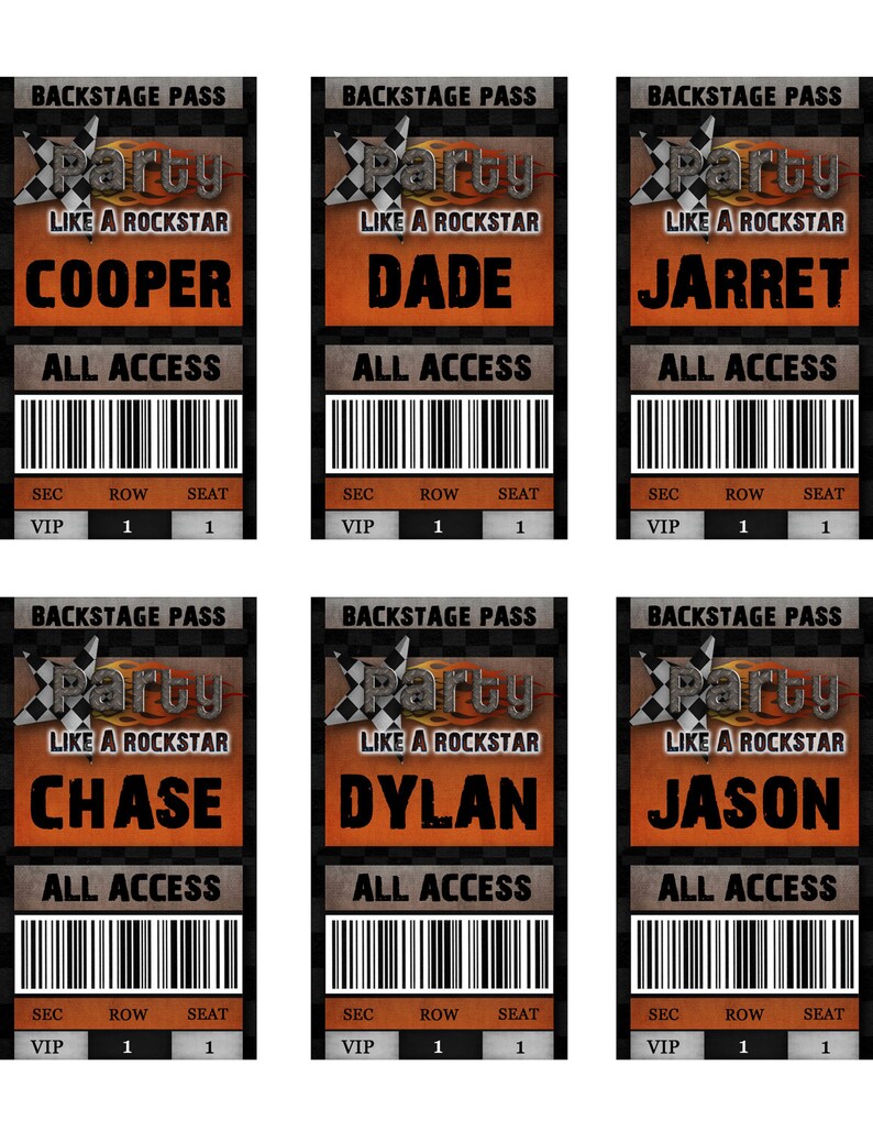 Rock Star Backstage Pass Name Tags - Etsy