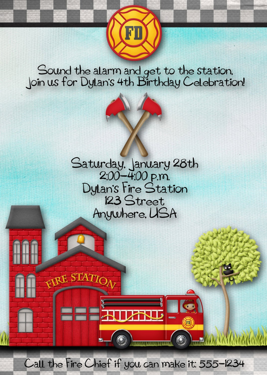 Fireman, Firefighter, Fire Station Birthday Party Invitation - Etsy