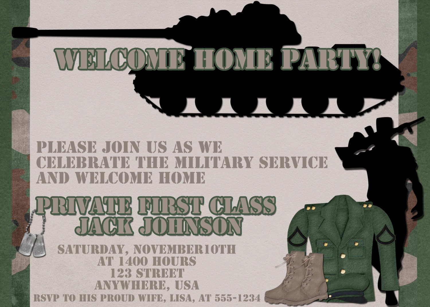 Army Welcome Home Party Invitation - Etsy