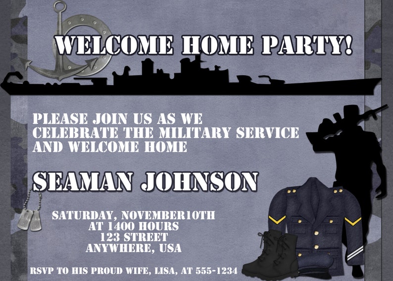 Navy Welcome Home Party Invitation - Etsy