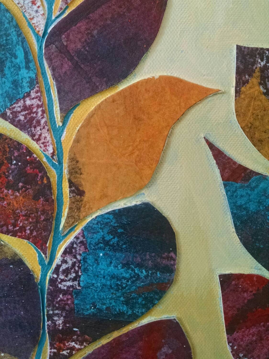 Mixed Media Abstract Leaves Trees Vines Acrylic Painting on - Etsy