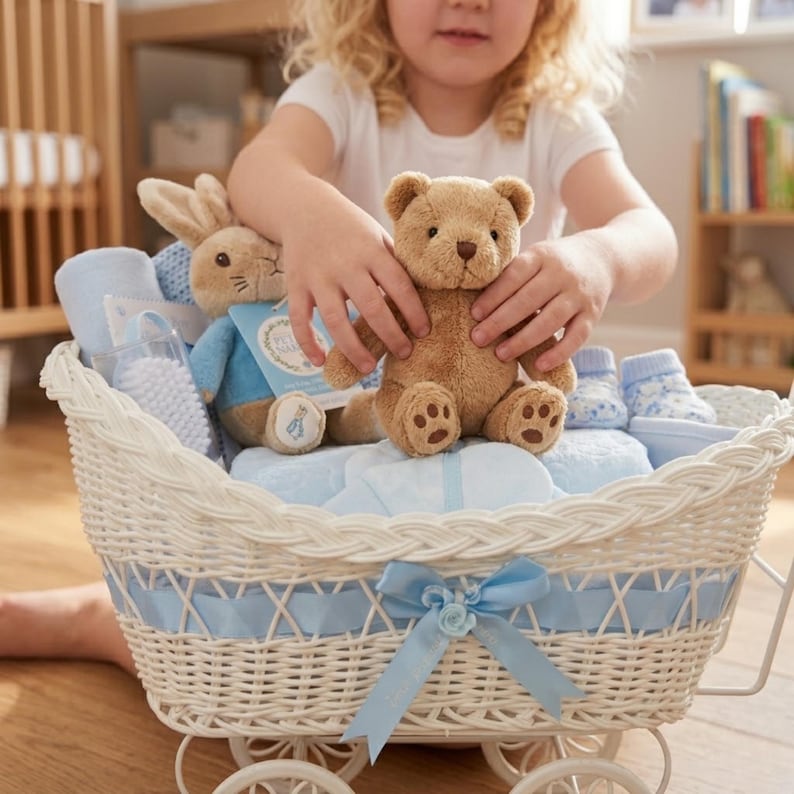 Newborn Gift Hamper Basket, Baby Boy Girl Gifts Set, Keepsake Nursery ...