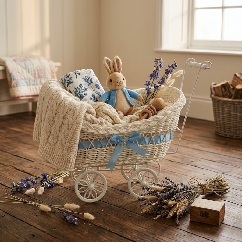 Newborn Gift Hamper Basket, Baby Boy Girl Gifts Set, Keepsake Nursery ...
