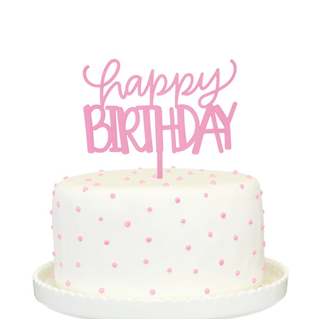 Pink Happy Birthday Cake Topper - Etsy