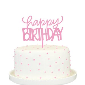 Pink Happy Birthday Cake Topper - Etsy