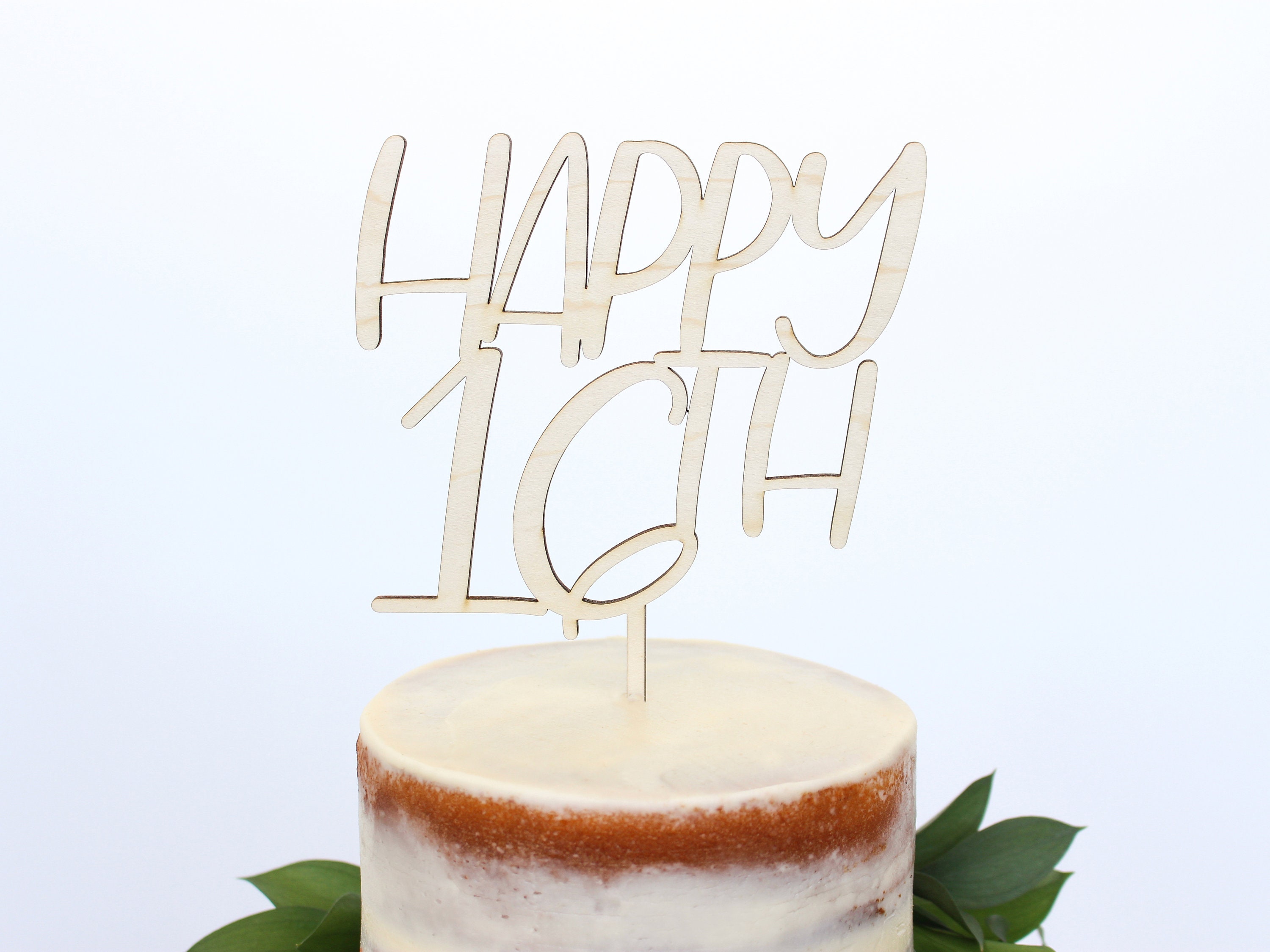 Calligraphy Happy 16th Birthday or Anniversary Cake Topper | Etsy