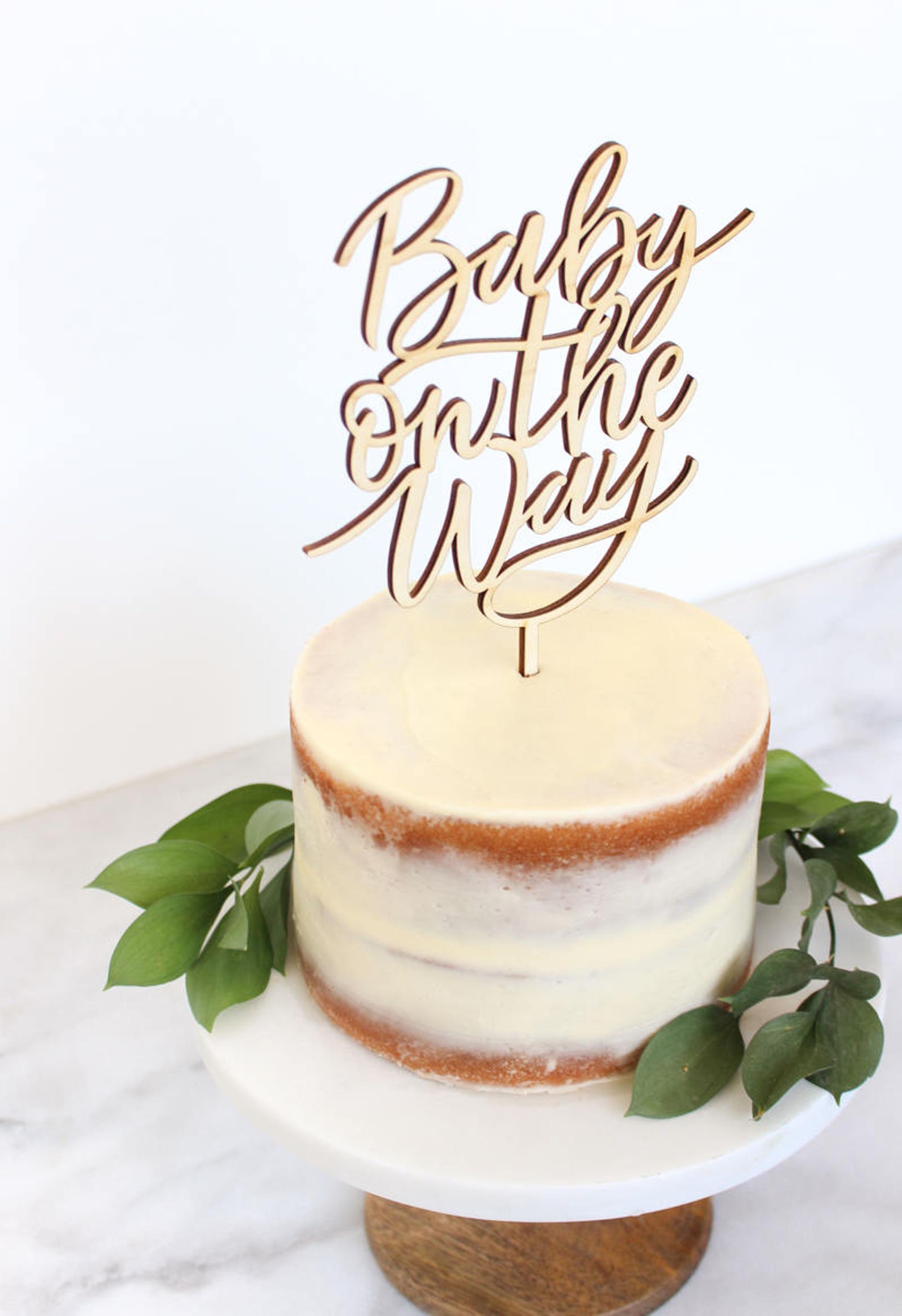 Calligraphy Baby Cake Topper, Baby on the Way Cake Topper, Personalized ...