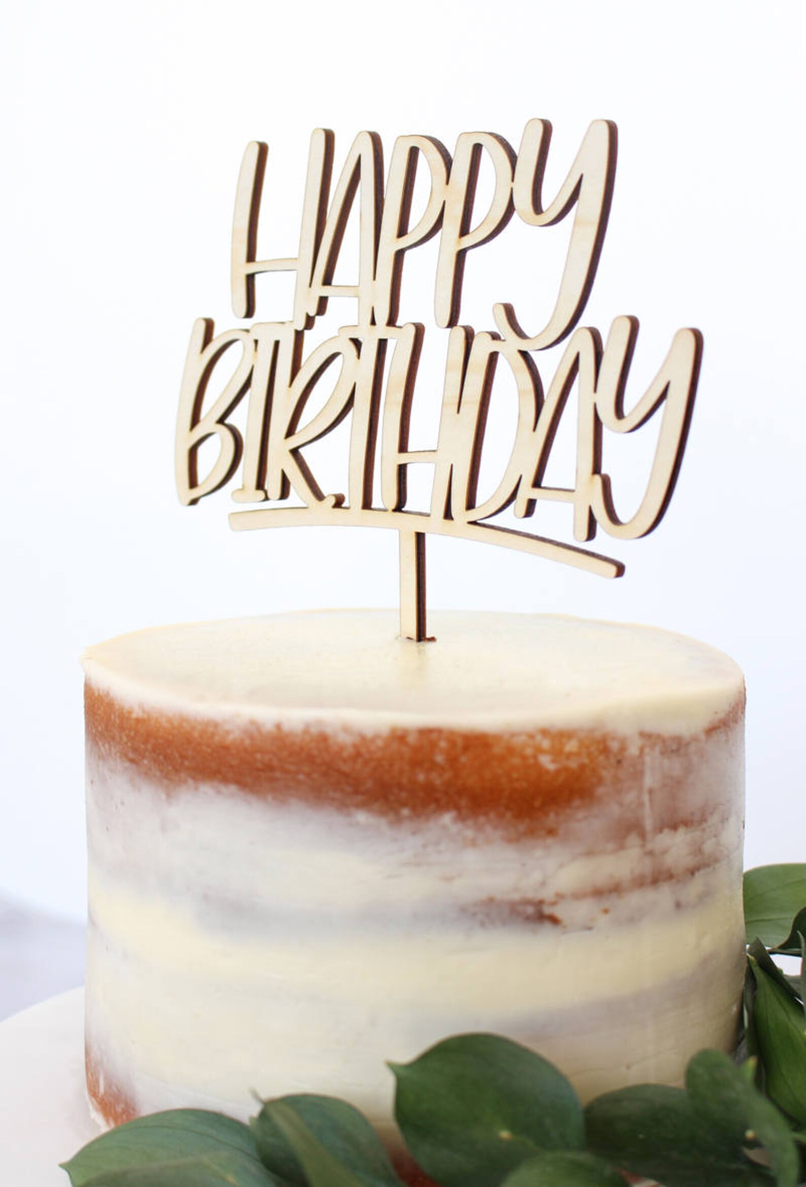 Calligraphy Birthday Cake Topper, Happy Birthday Cake Topper, Script ...