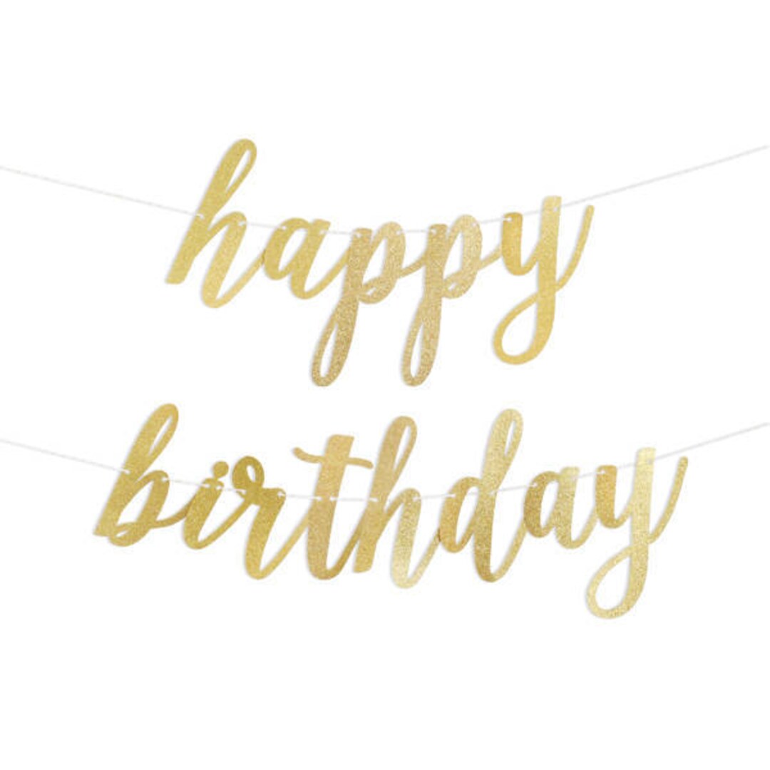 Feliz cumpleaños Script oro o plata brillo bandera metálica de - Etsy ...
