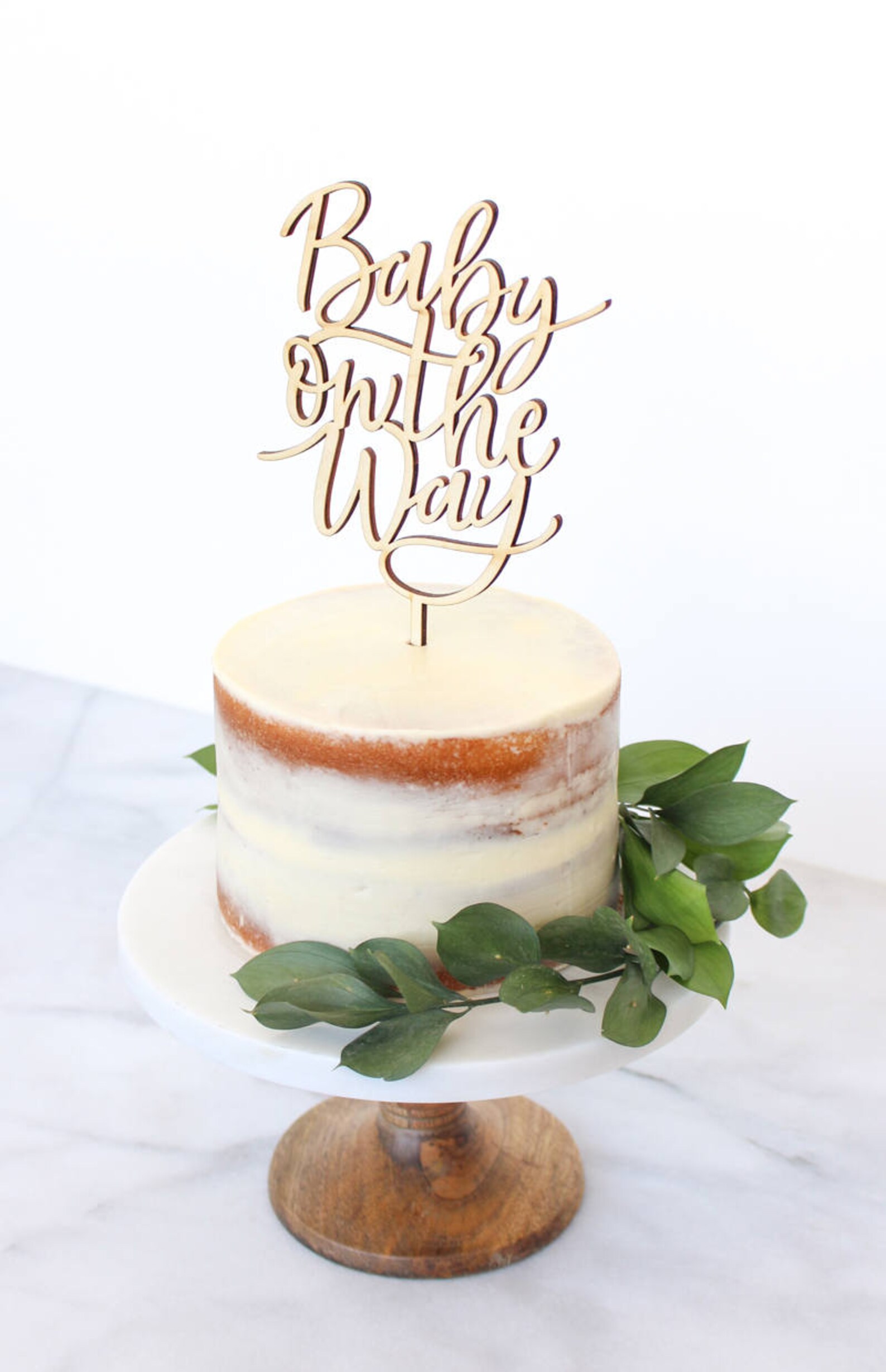 Calligraphy Baby Cake Topper, Baby on the Way Cake Topper, Personalized ...