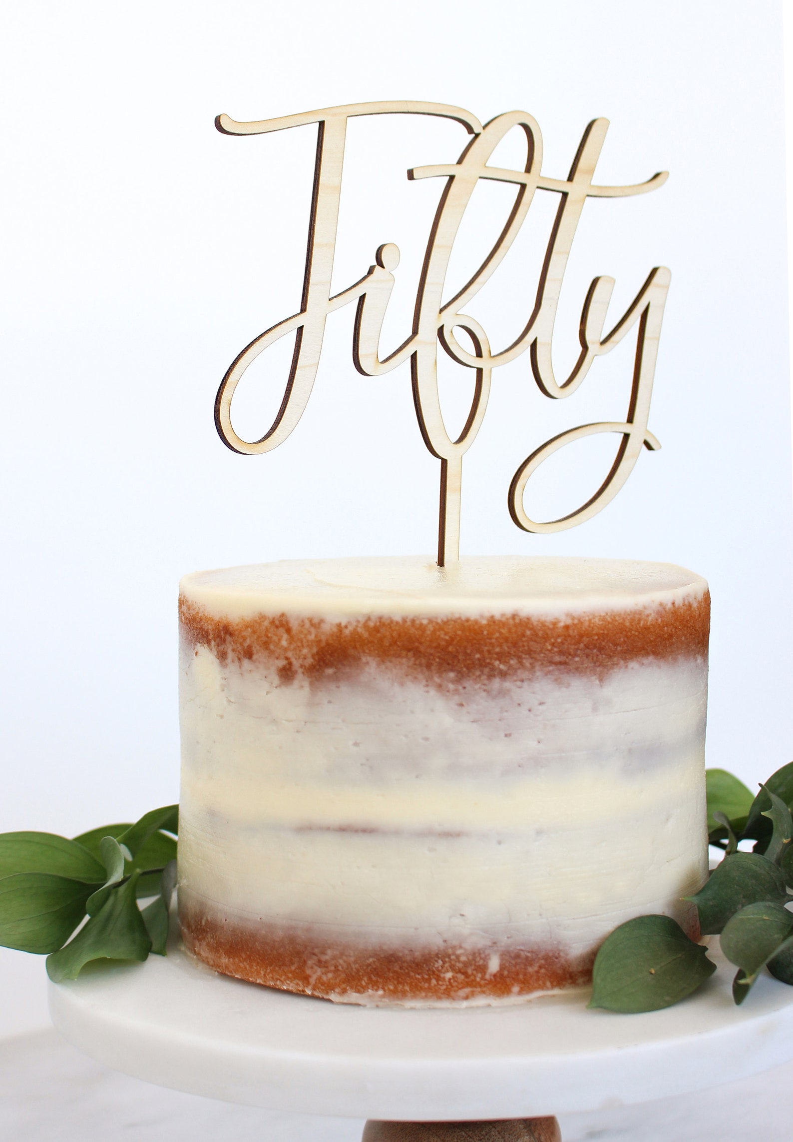 Calligraphy Fifty Birthday or Anniversary Cake Topper - Etsy