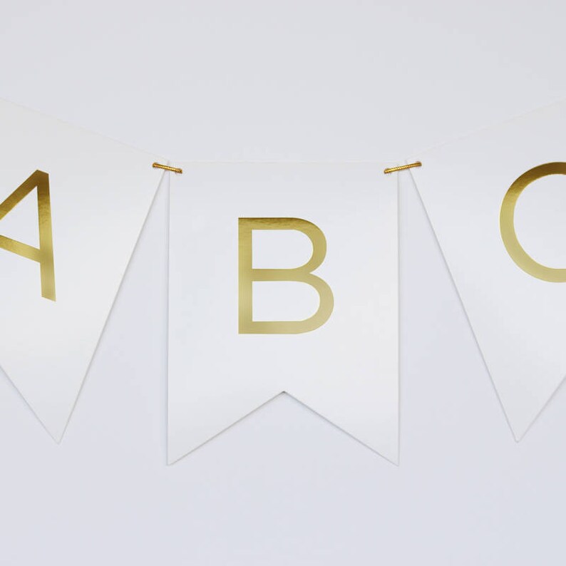Gold Foil Stamped White Alphabet Custom Letter Banner - Etsy