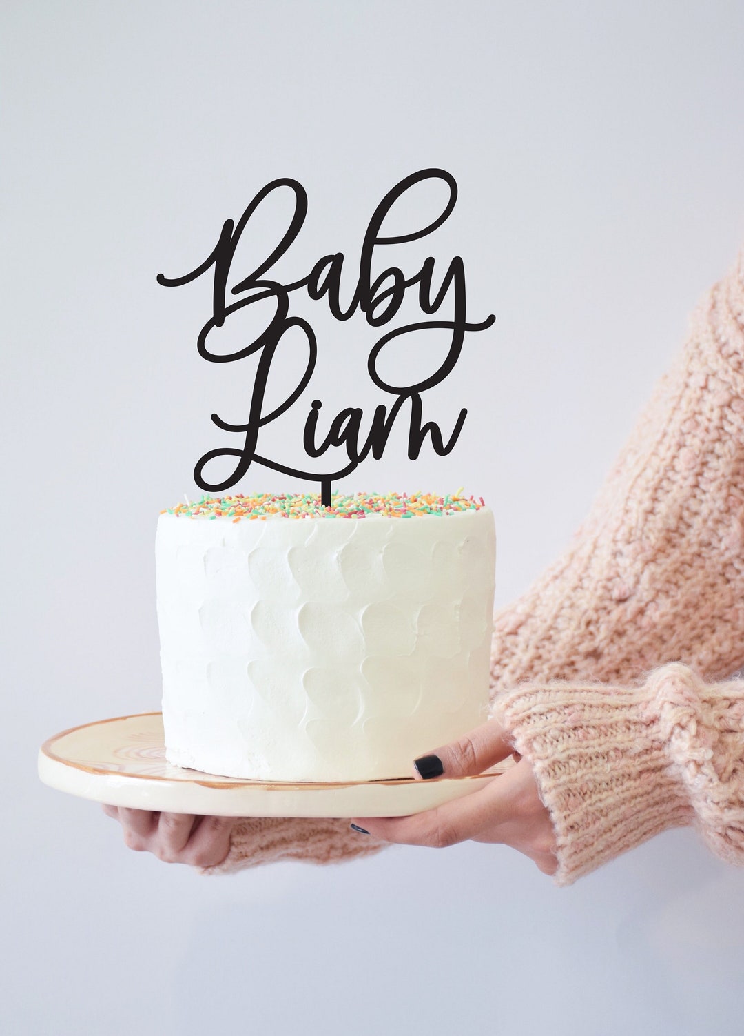 Personalized Baby Cake Topper / Custom Script Cake Topper for Gender ...