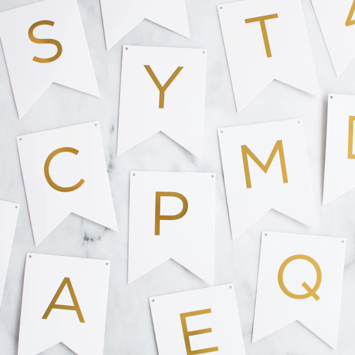 Gold Foil Stamped White Alphabet Custom Letter Banner - Etsy