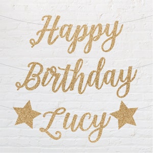 Custom Cursive Gold Glitter Banner / Personalized Script Gold Glitter ...