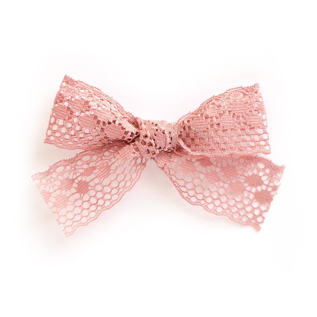 Lace Bow for Baby Toddler and Big Girl / Mauve Pink Lace Bow for ...