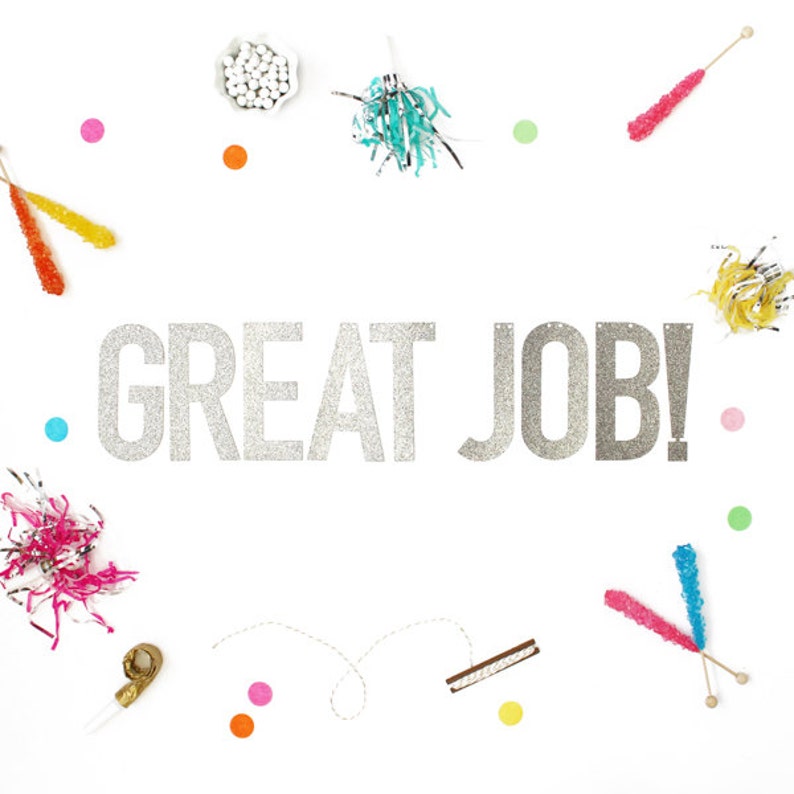 Great Job Gold or Silver Glitter Banner with Metallic Bakers | Etsy