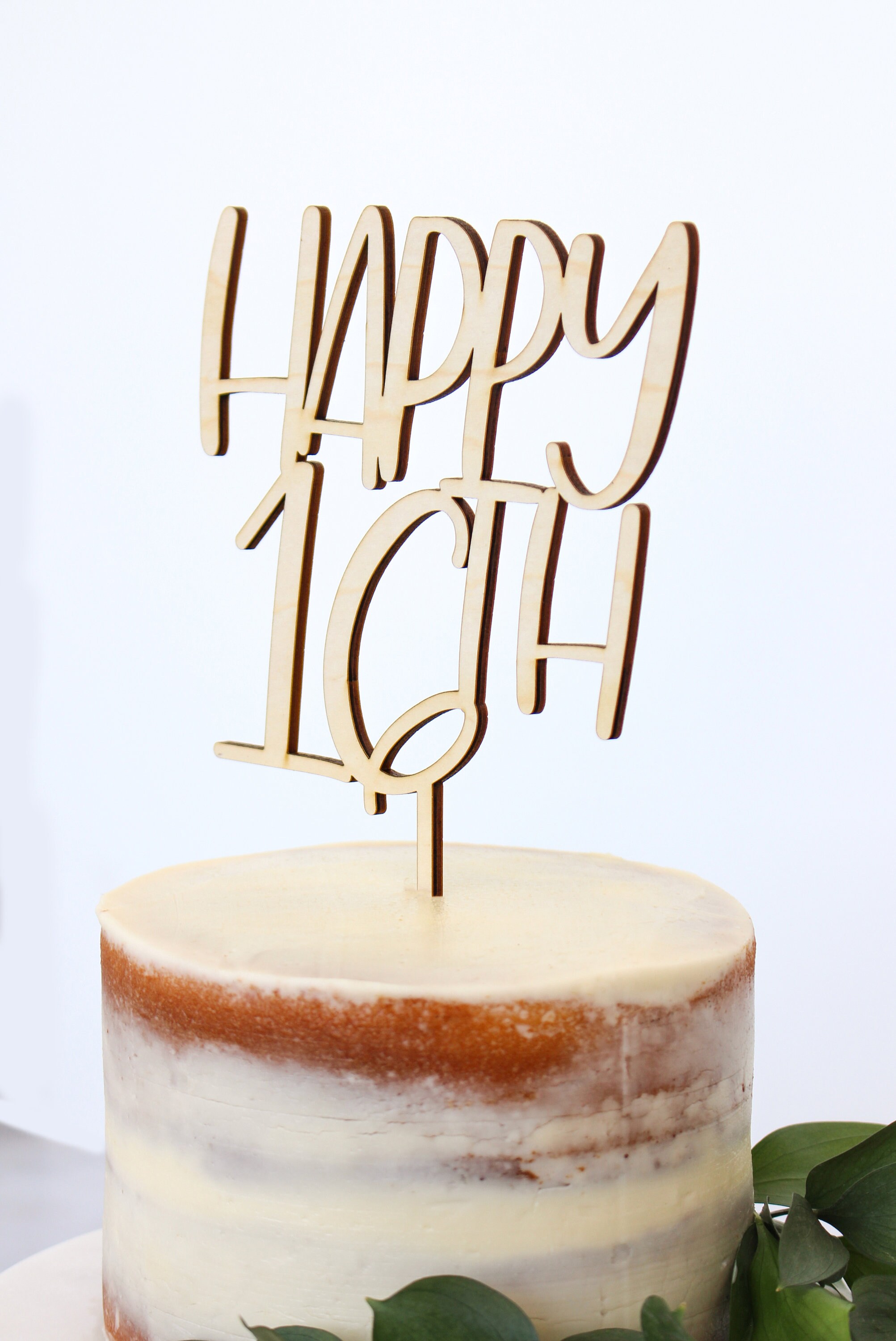 Calligraphy Happy 16th Birthday or Anniversary Cake Topper | Etsy