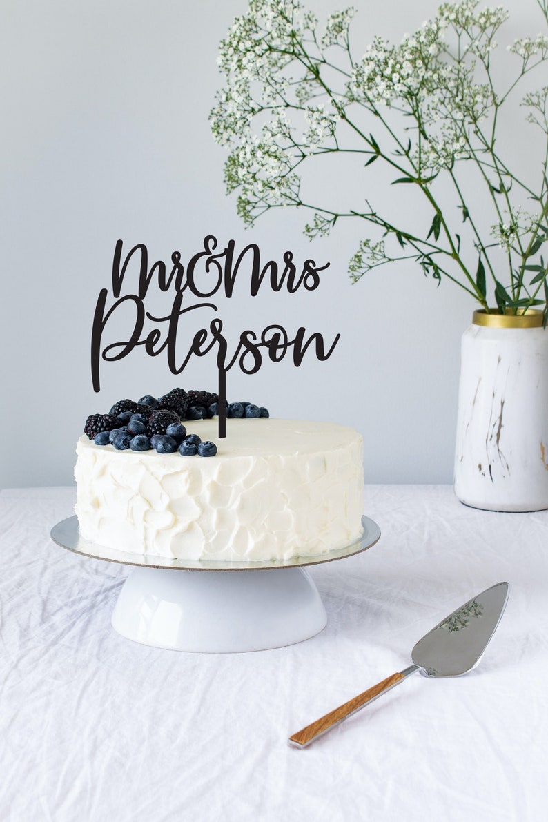 Personalized Wedding Cake Topper / Custom Script Cake Topper - Etsy