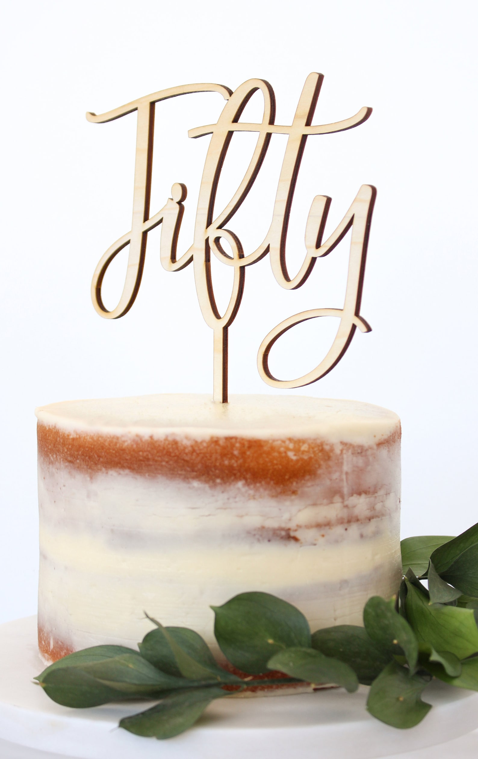 Calligraphy Fifty Birthday or Anniversary Cake Topper, Birthday Cake ...