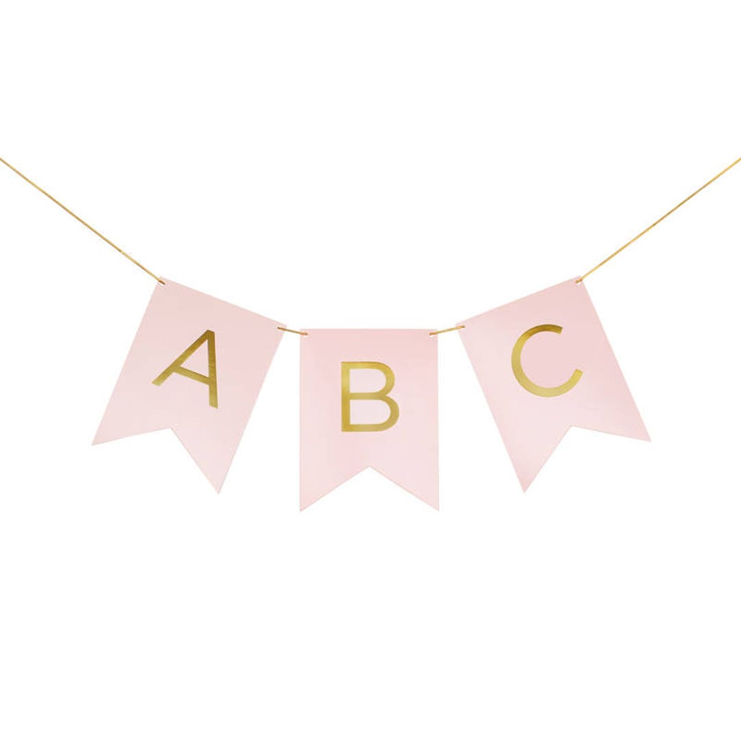 Gold Foil Stamped Blush Pink Alphabet Custom Letter Banner - Etsy