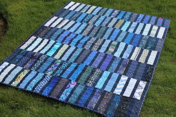 Scrappy Blue Quilt in a Large Lap Size - Etsy