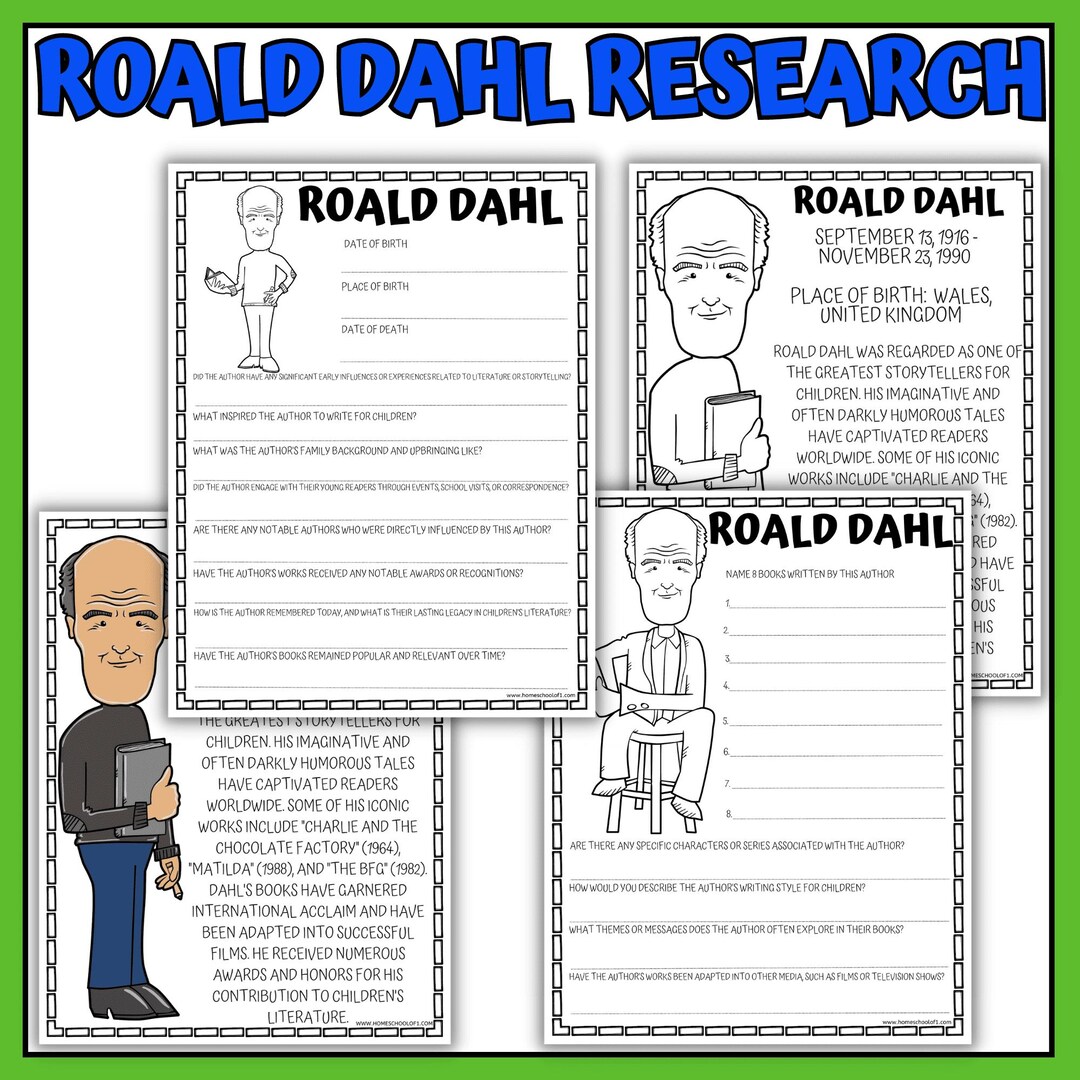 Roald Dahl Research Project Printable | Author Study Worksheet ...