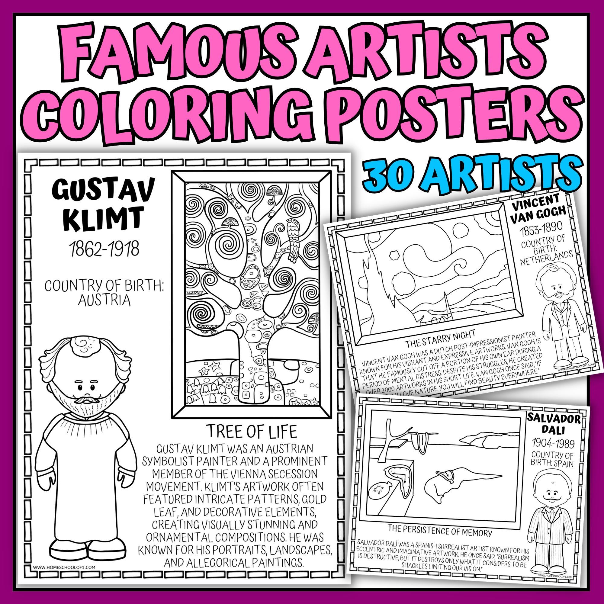 Famous Artists Coloring Pages Printable | Art History Activity for Kids ...